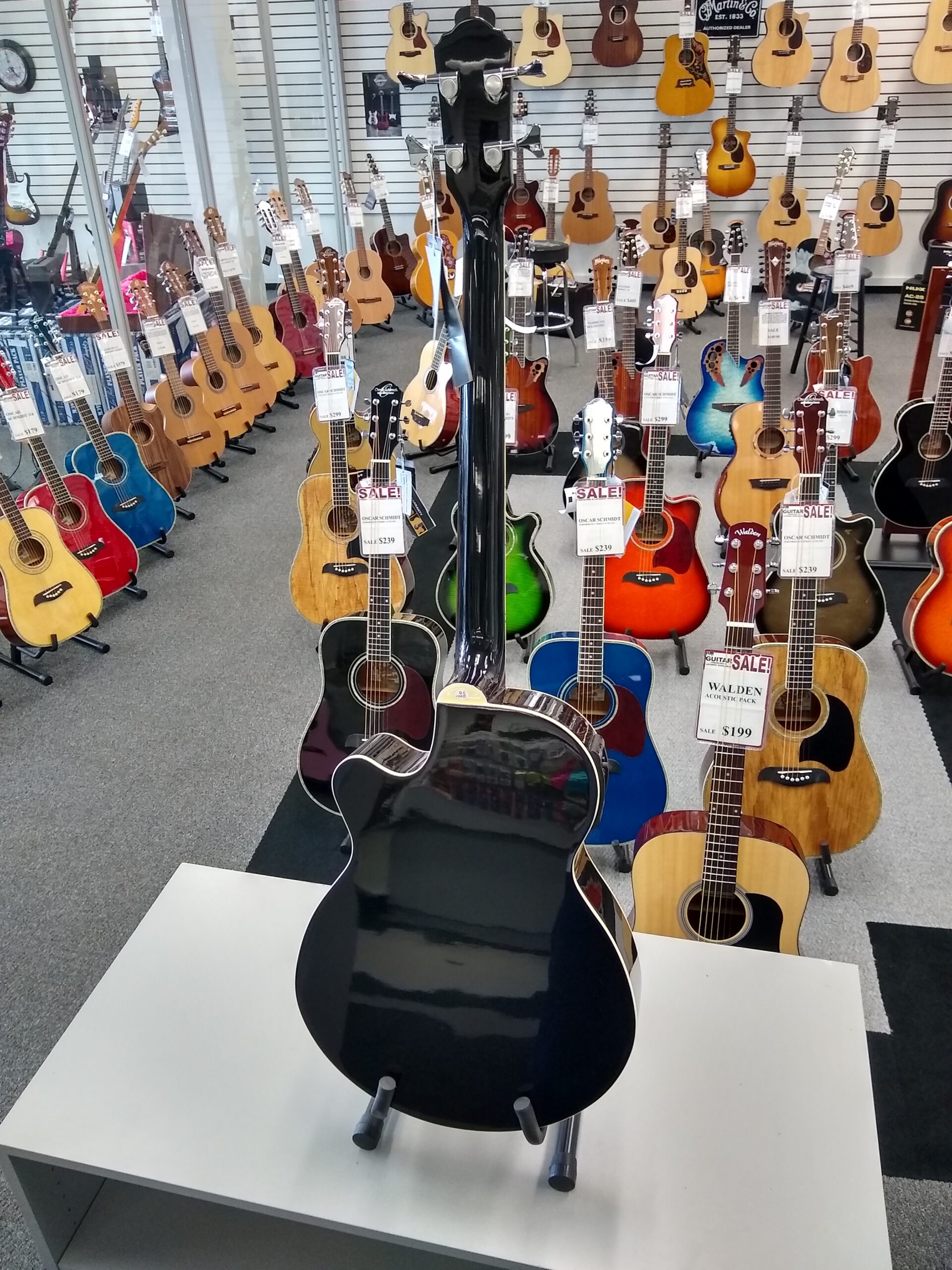 Oscar Schmidt Performance Acoustic Bass Black Polish - Jim Laabs Music ...