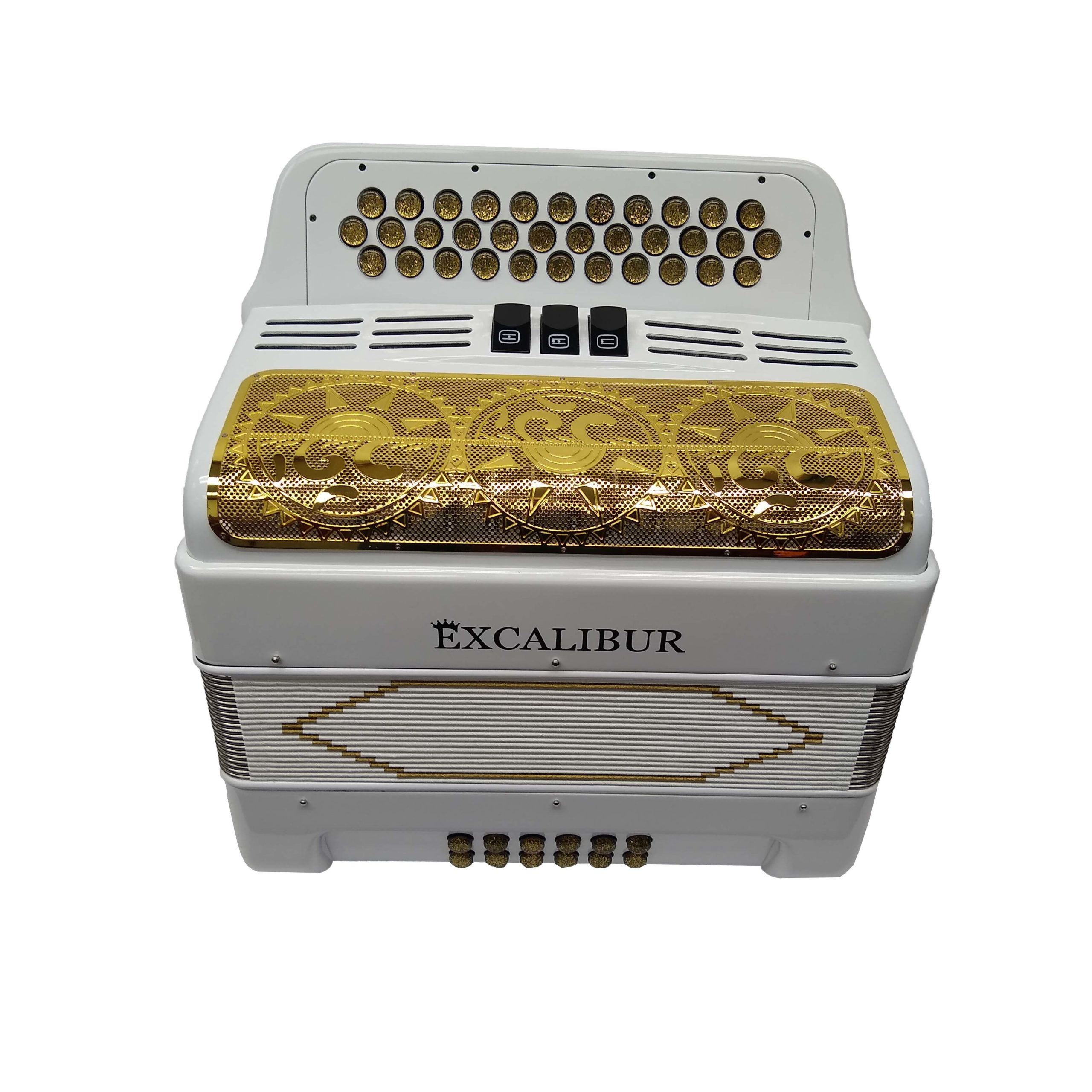 Excalibur Super Classic PSI 34 Key White Polish/Gold - Jim Laabs Music ...