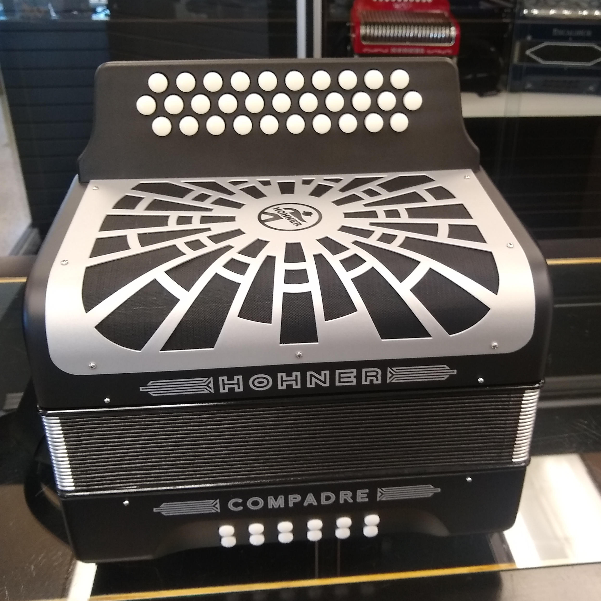 Hohner Compadre Button Accordion Black/Silver GCF - Jim Laabs Music Store