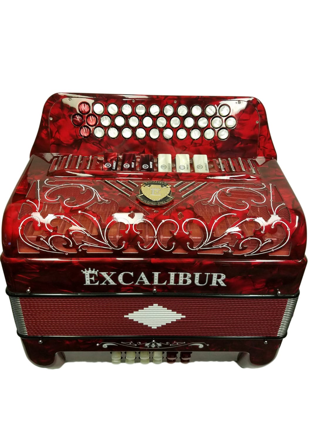 Excalibur Crown Custom Two-Tone 6 Switch Button Accordion Red - Jim ...