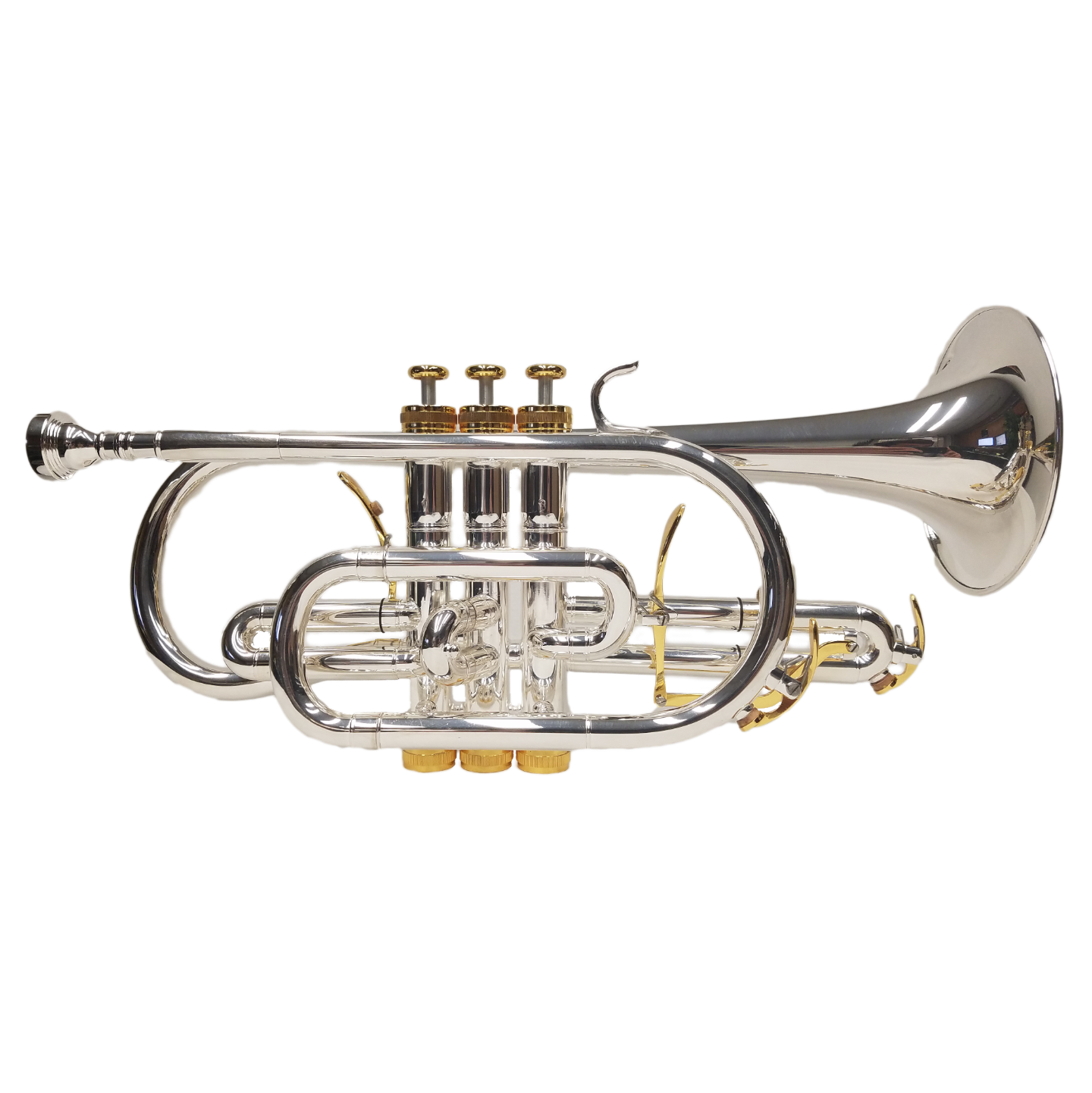 Schiller Shepherds Crook Pro Elite Cornet w/ Triggers - Silver Plated ...