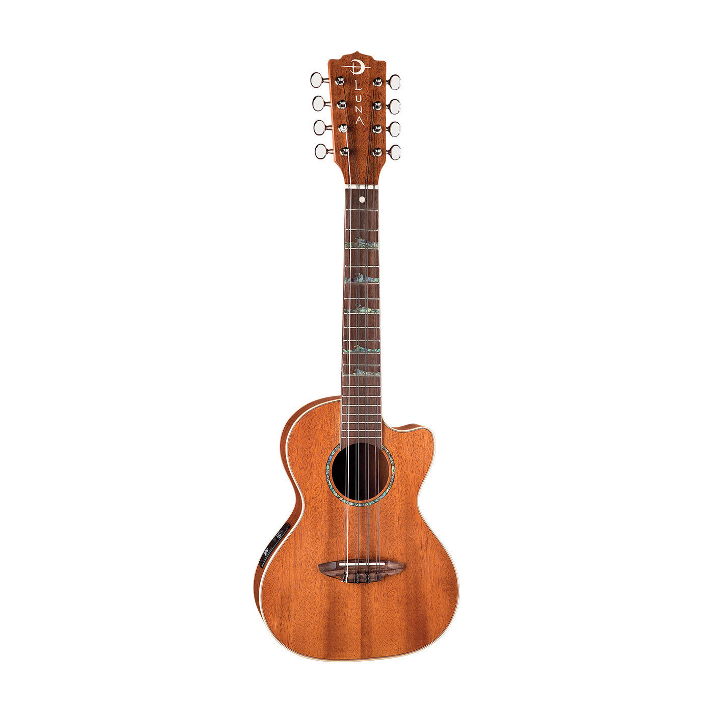 Luna Uke Tenor Uke High Tide 8 String Acoustic Electric Satin Natural ...