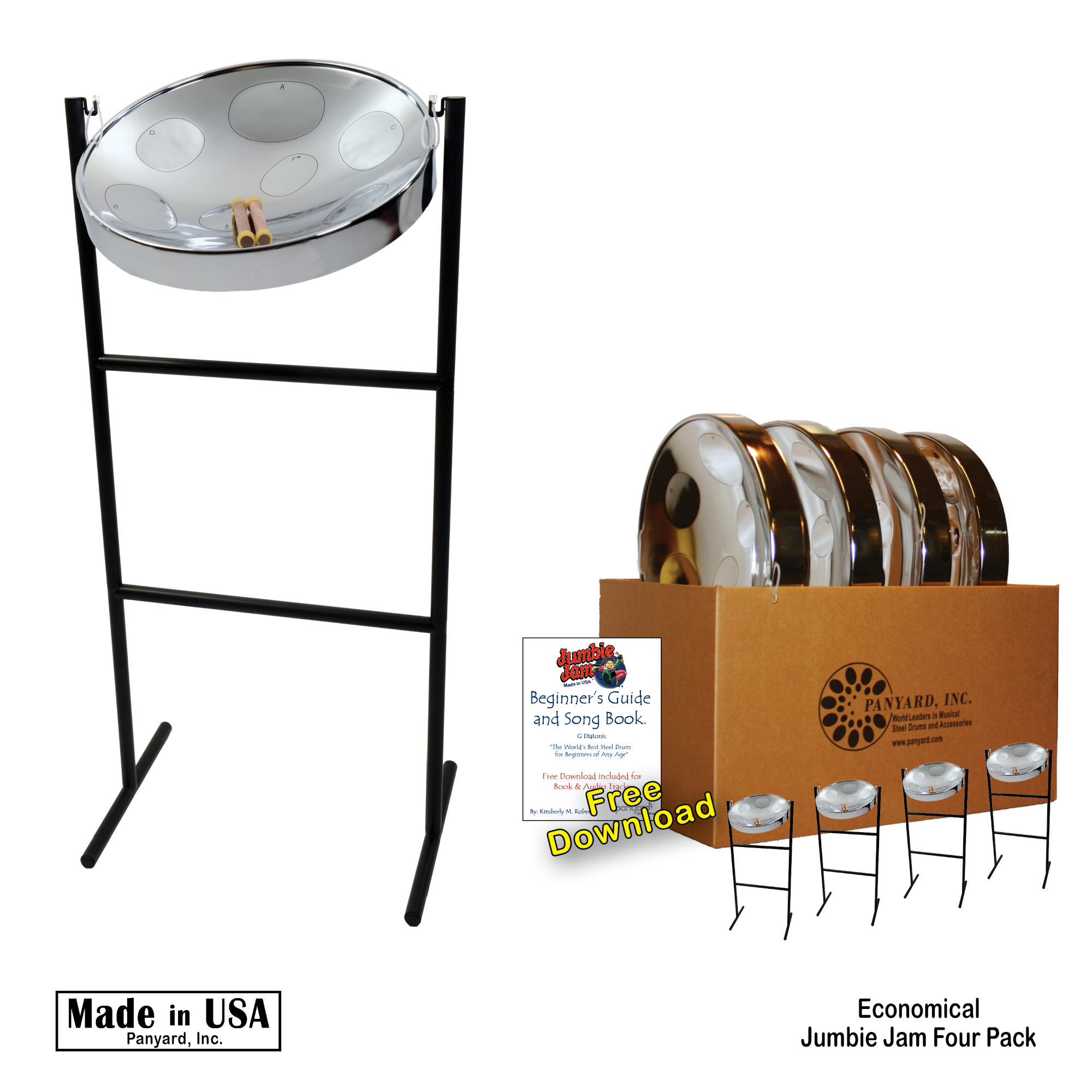 Panyard Jumbie Jam Steel Drum Educators 4-Pack - Tube Floor Stands ...