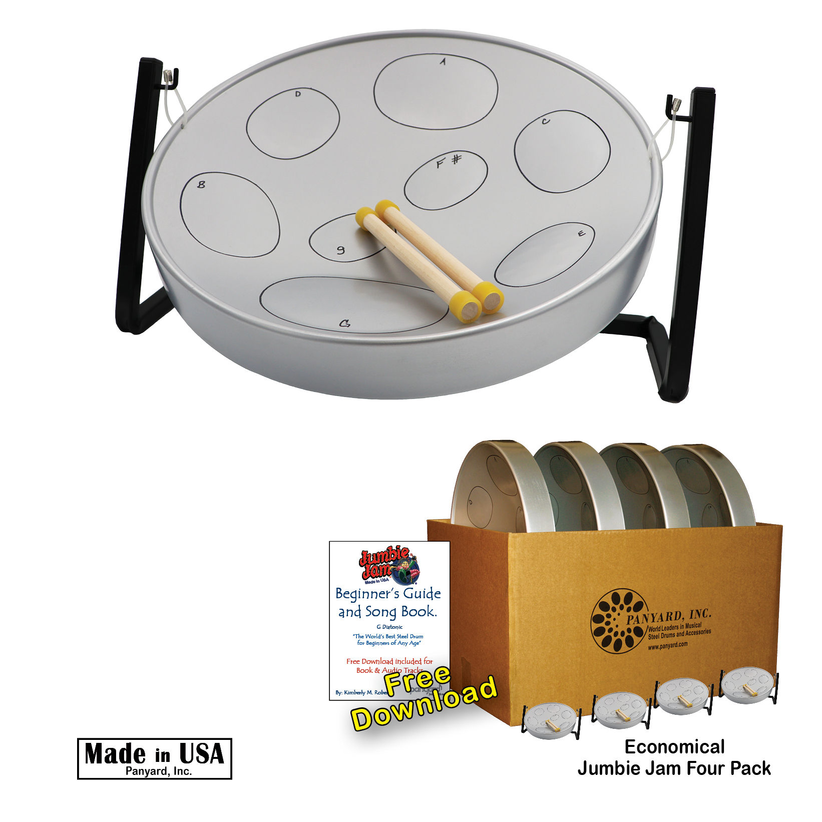 Panyard Jumbie Jam Steel Drum Educators 4-Pack - Table Top Stands ...