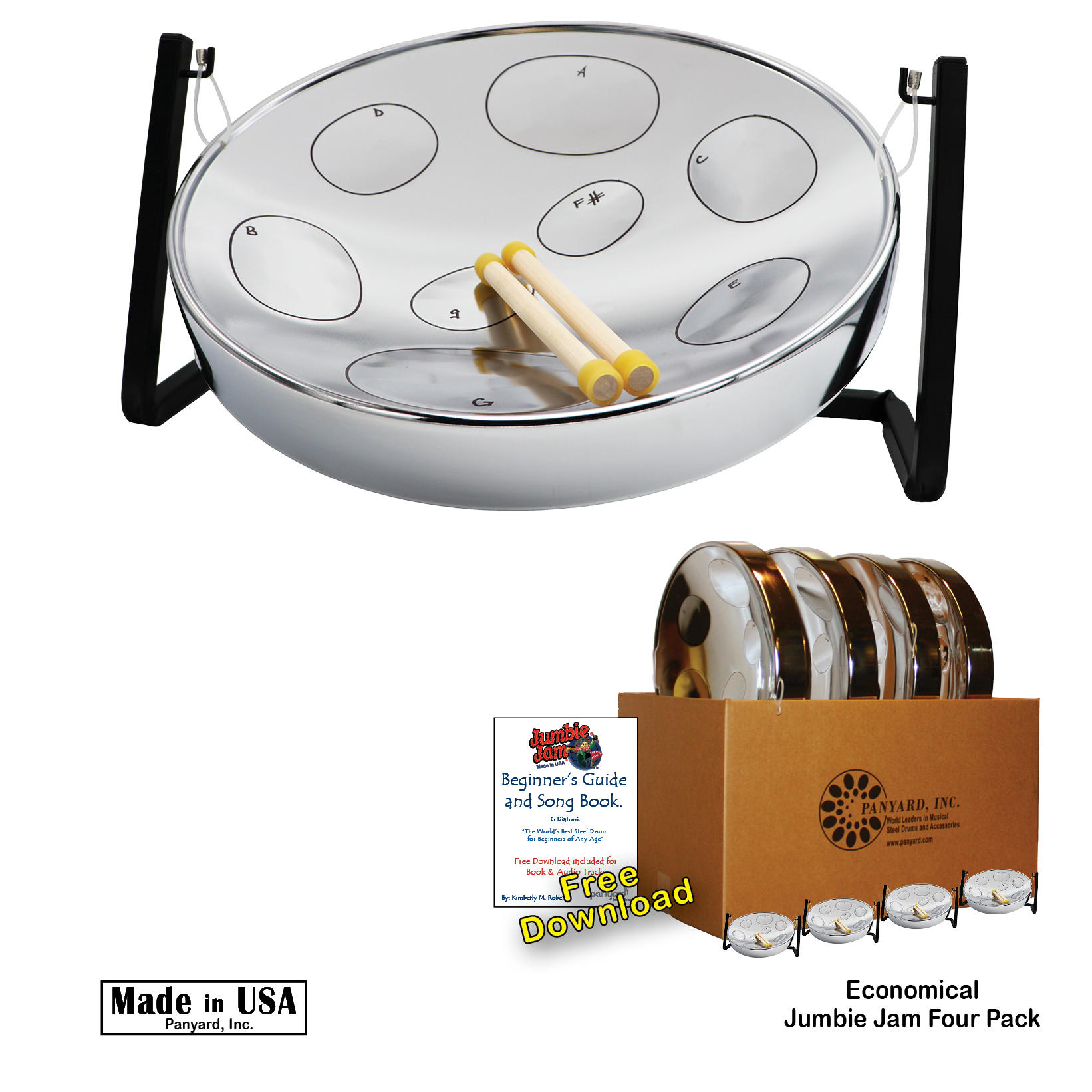 Panyard Jumbie Jam Steel Drum Educators 4-Pack - Table Top Stands ...