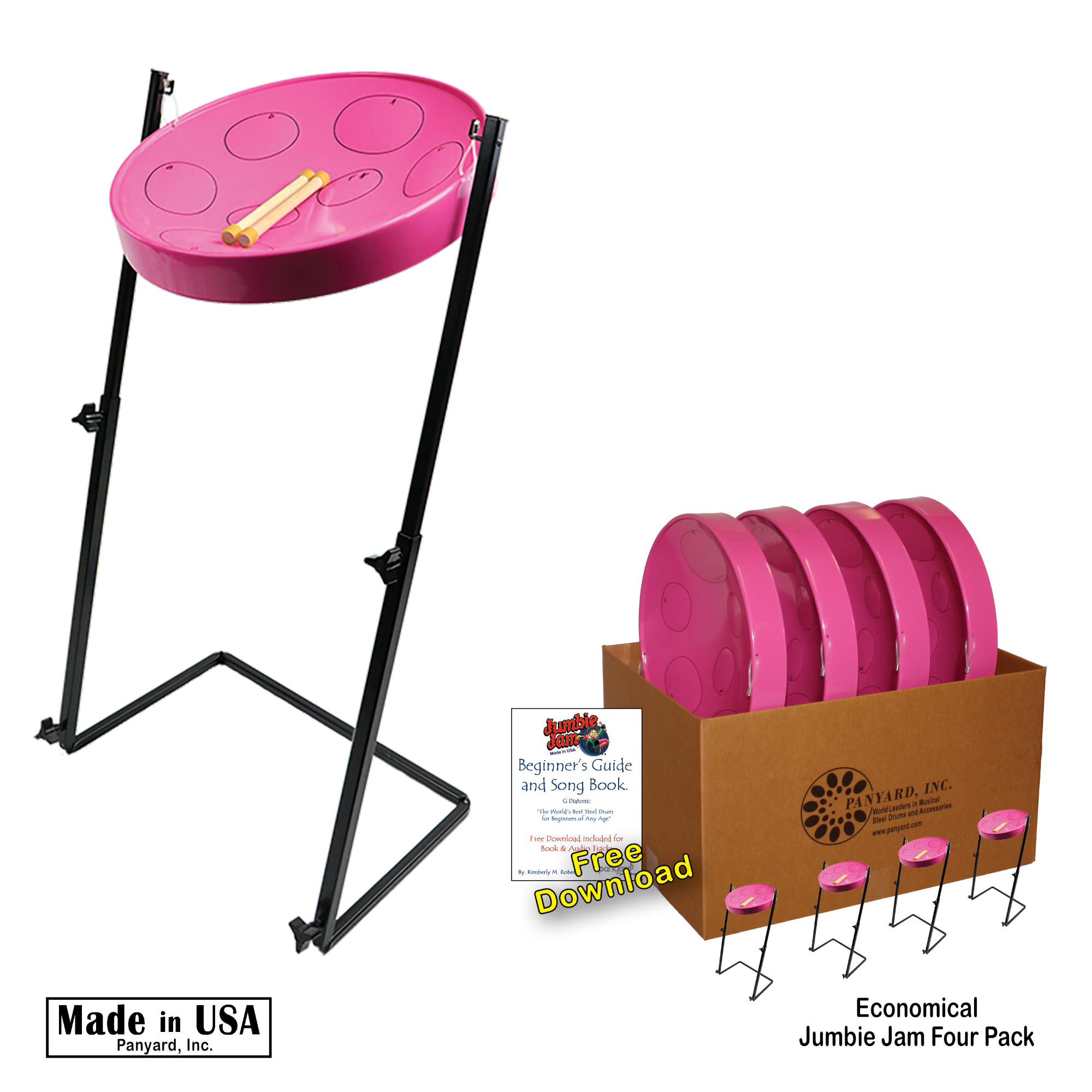 Panyard Jumbie Jam Steel Drum Educators 4-Pack - Metal Z-Floor Stands ...