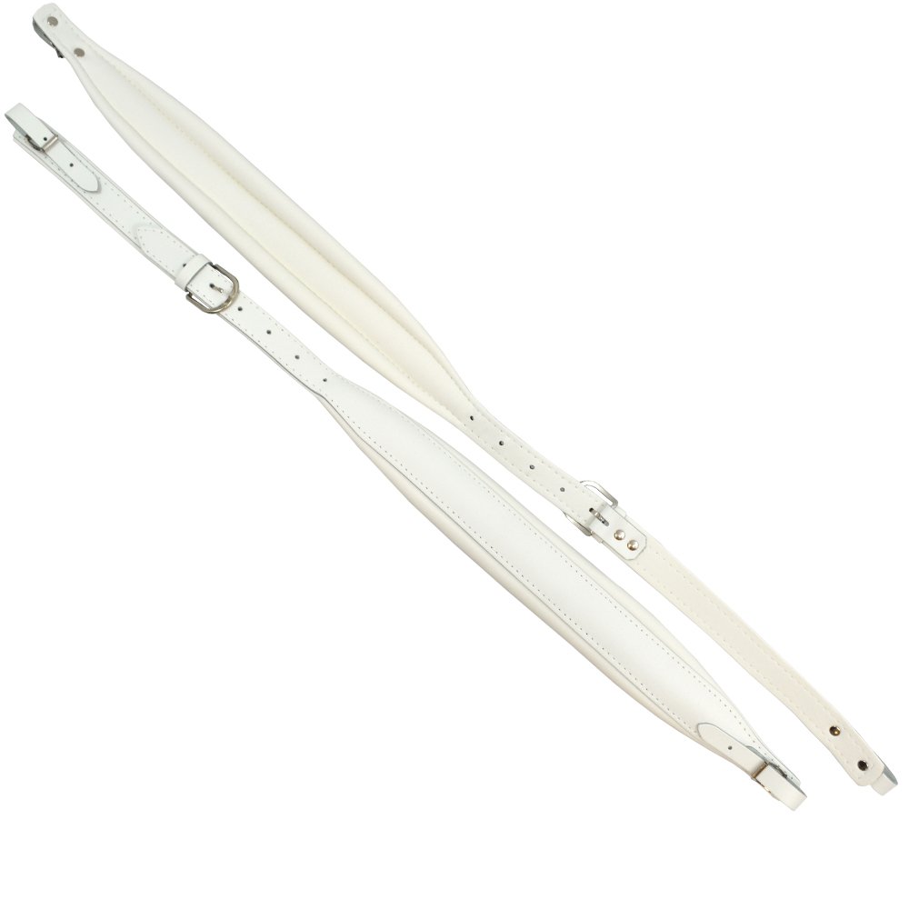 Excalibur Piano Accordion Straps - White Leather - Jim Laabs Music Store