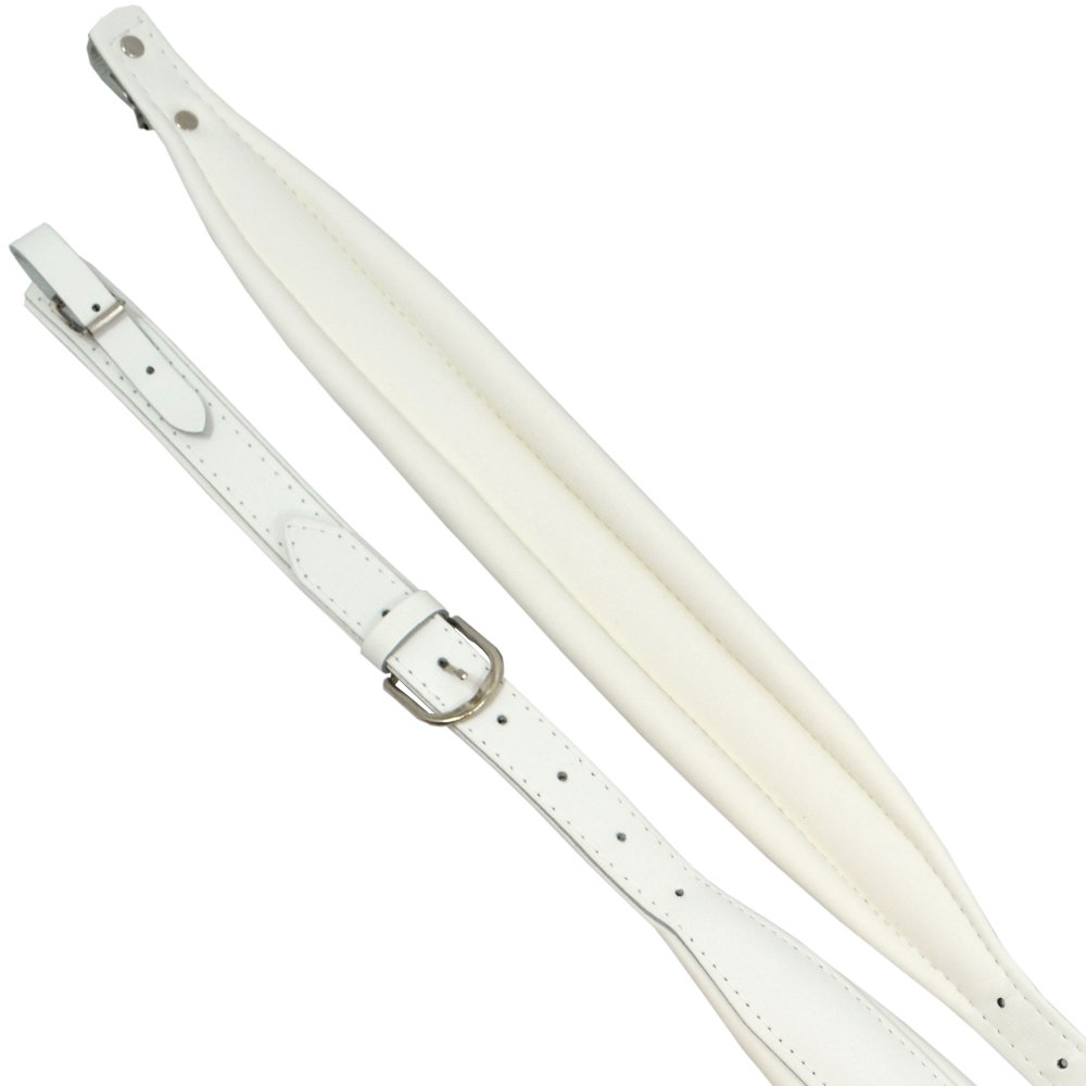 Excalibur Piano Accordion Straps - White Leather - Jim Laabs Music Store