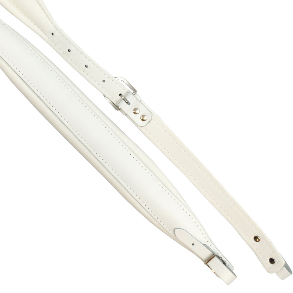 Excalibur Piano Accordion Straps - White Leather - Jim Laabs Music Store