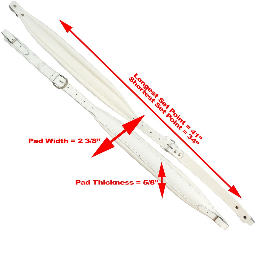 Excalibur Piano Accordion Straps - White Leather - Jim Laabs Music Store