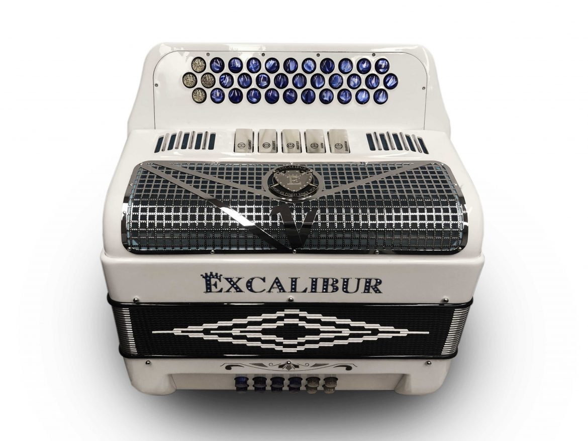 Excalibur Super Classic 5 Switch Button Accordion White Jim Laabs