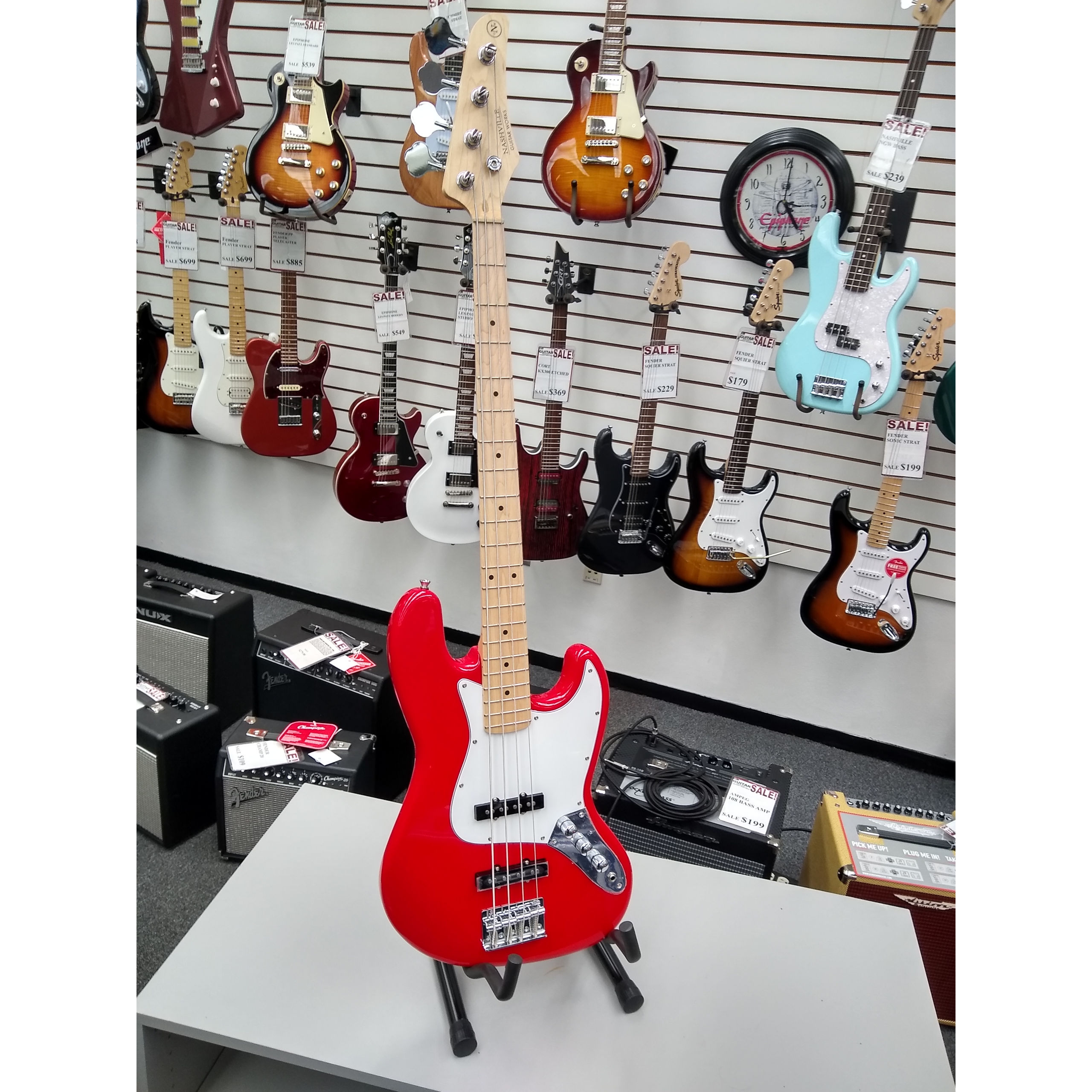 Nashville Guitar Works NGW Jazz Bass Ferrari Red - Jim Laabs Music Store