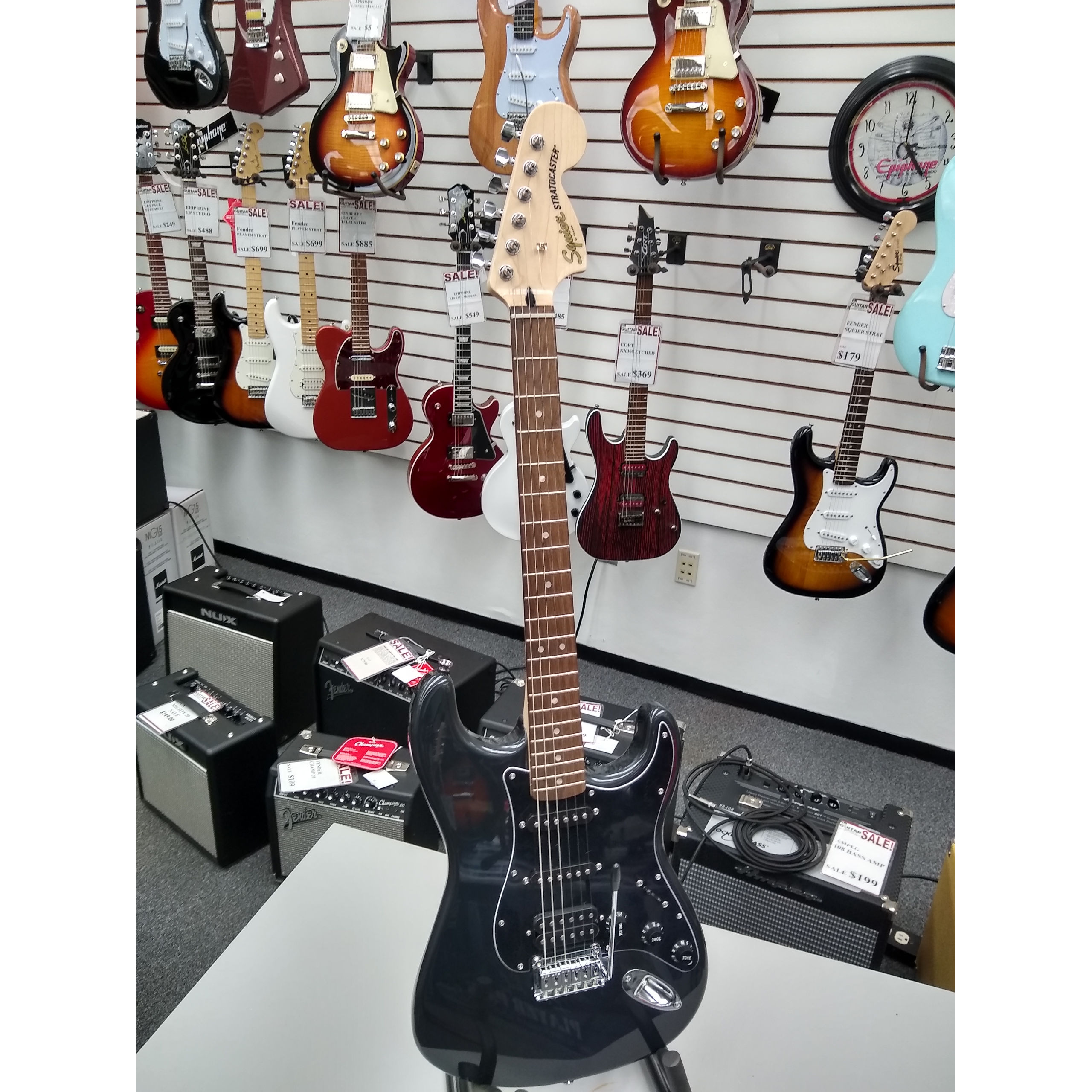 Squier Affinity Strat Charcoal Black Used Floor Model Jim Laabs Music Store