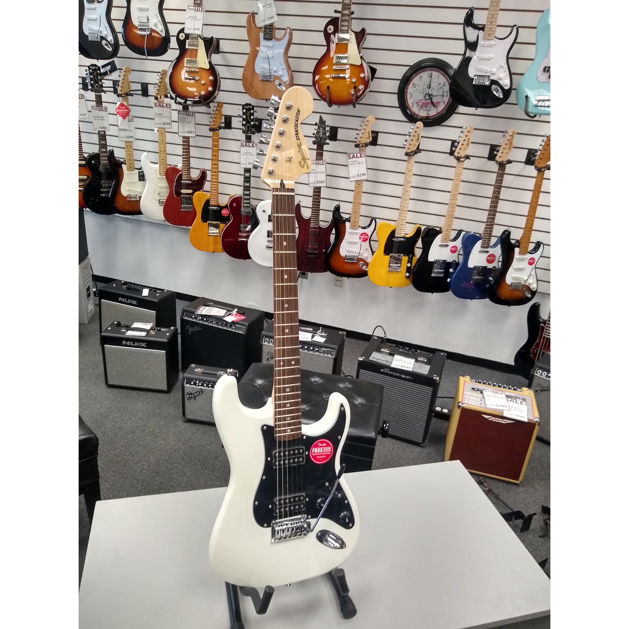 Squier Affinity Strat HH White/Black Used Floor Model - Jim Laabs Music ...