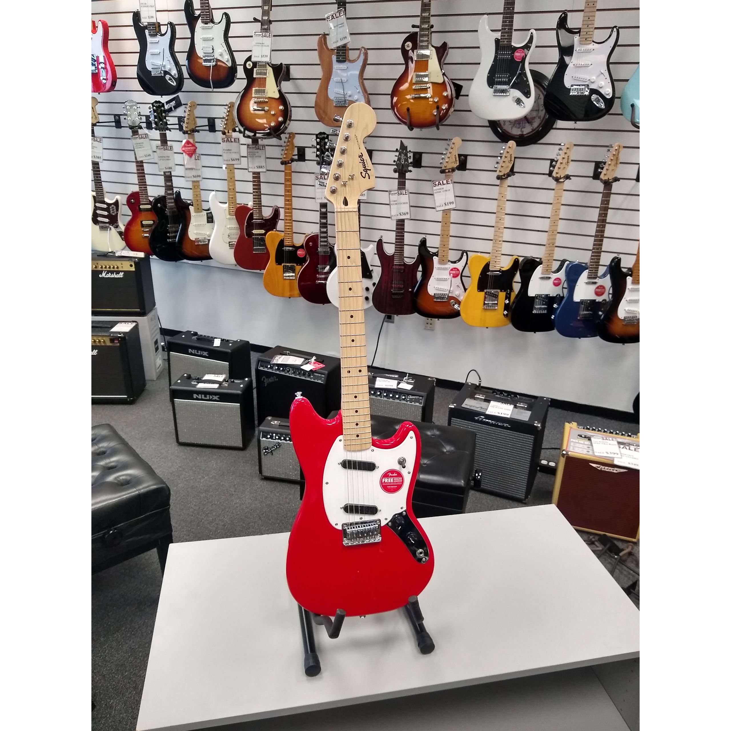 Squier Sonic Mustang Torino Red Used Floor Model - Jim Laabs Music Store