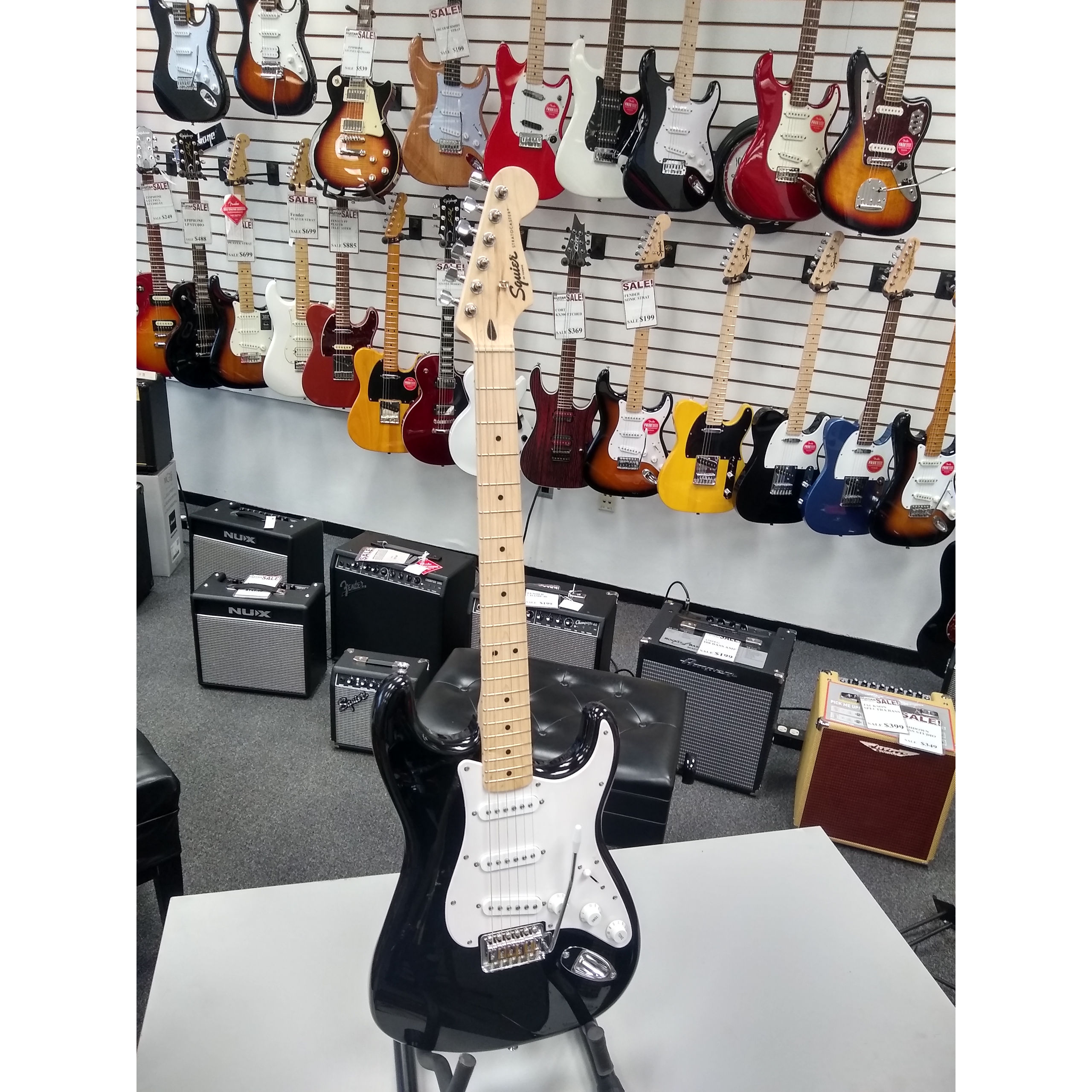 Squier Strat Black Polish - Jim Laabs Music Store