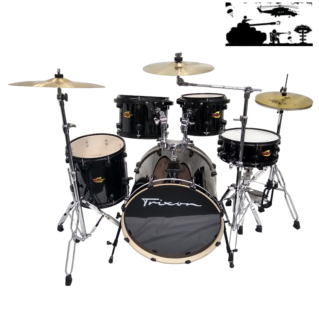 Trixon War Series 5 Piece Drumset Monochromatic Black Polish - Jim ...